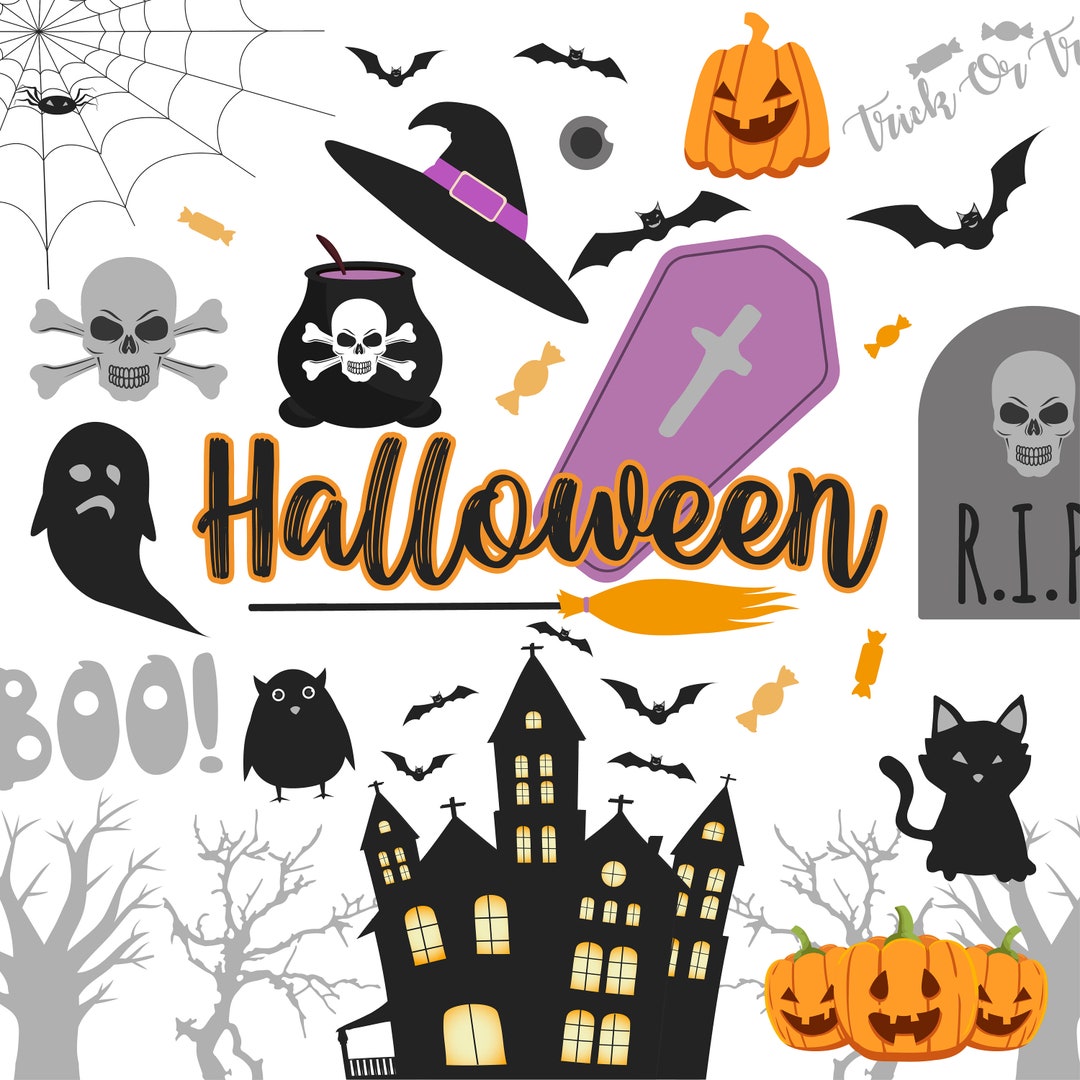 Happy Halloween Clipart Spooky Halloween Design Art Haunted House ...