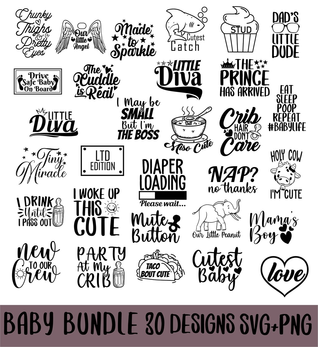 Baby SVG Bundle, Baby Onesie SVG, Funny Baby Svg, Baby Newborn Svg ...