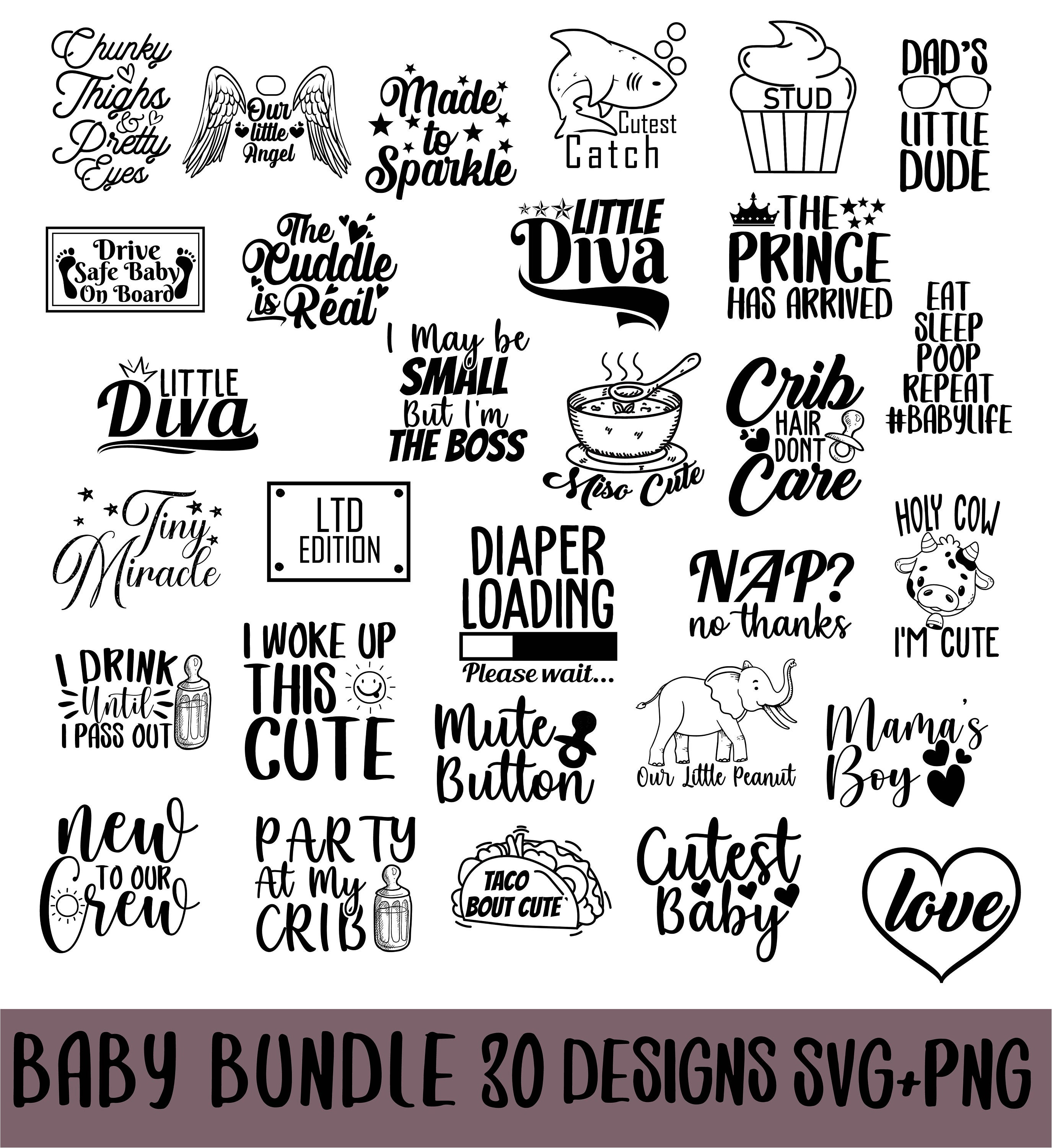 Baby SVG Bundle, Baby Shower SVG, Newborn SVG Bundle, Baby Quote Bundle ...