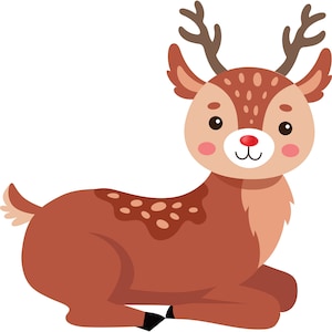 Christmas Reindeer Clipart, INSTANT Download Christmas Clip Art, Cute ...