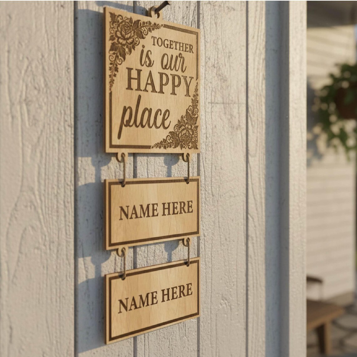 Hanging Family Signs SVG Bundle, Personalized Name Plaques Glowforge ...
