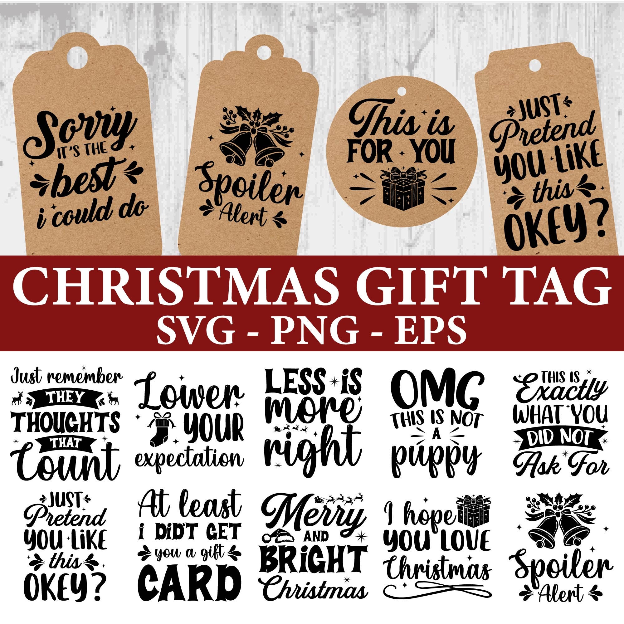 Funny Christmas Gift Tag SVG Bundle, Sarcastic Holiday Printable - Etsy