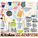 Kitchen Utensils Kitchen Clipart Set Instant Download Floral Frame Chef ...