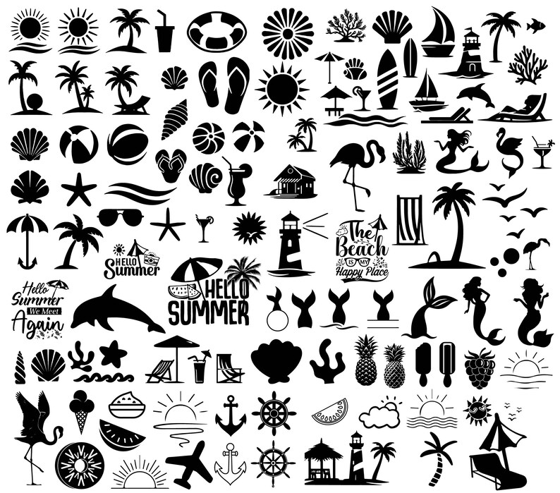 Beach SVG Bundle: Summer Clipart, Palm Tree, Funny Quotes (cut File) - Etsy