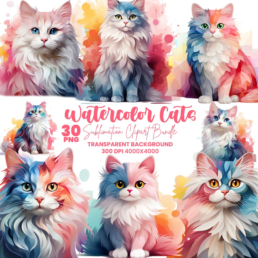 Watercolor Cat Breeds Clipart, Cute Kittens Clipart, Cat Breeds PNG ...