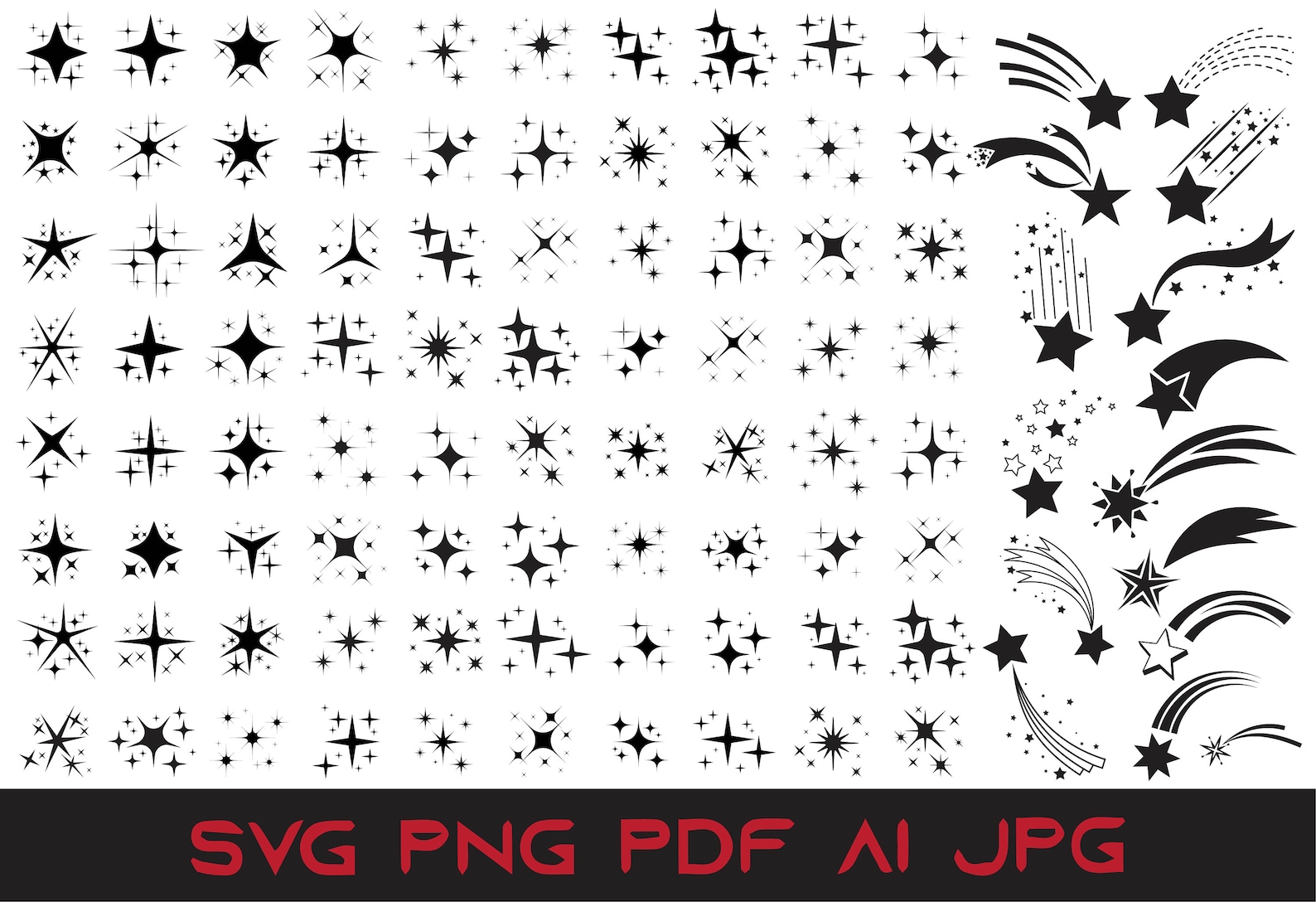 Sparkle Stars Svg Bundle Download Sparkling Stars Svg - Etsy