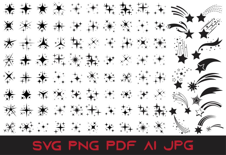 Sparkle Stars Svg Bundle Download Sparkling Stars Svg - Etsy