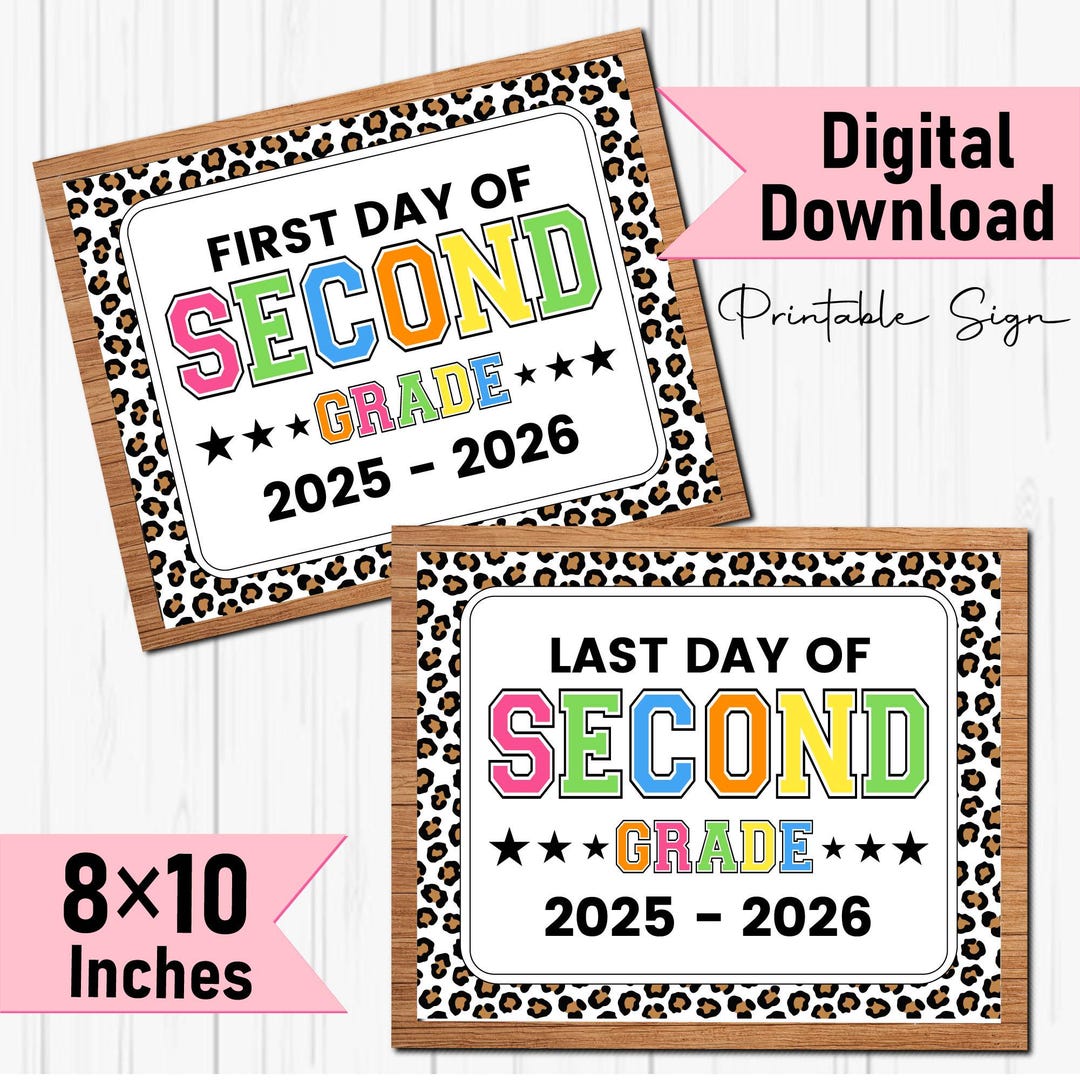 First Day of 2nd Grade Sign Printable, First Day of School Sign, 2025 ...
