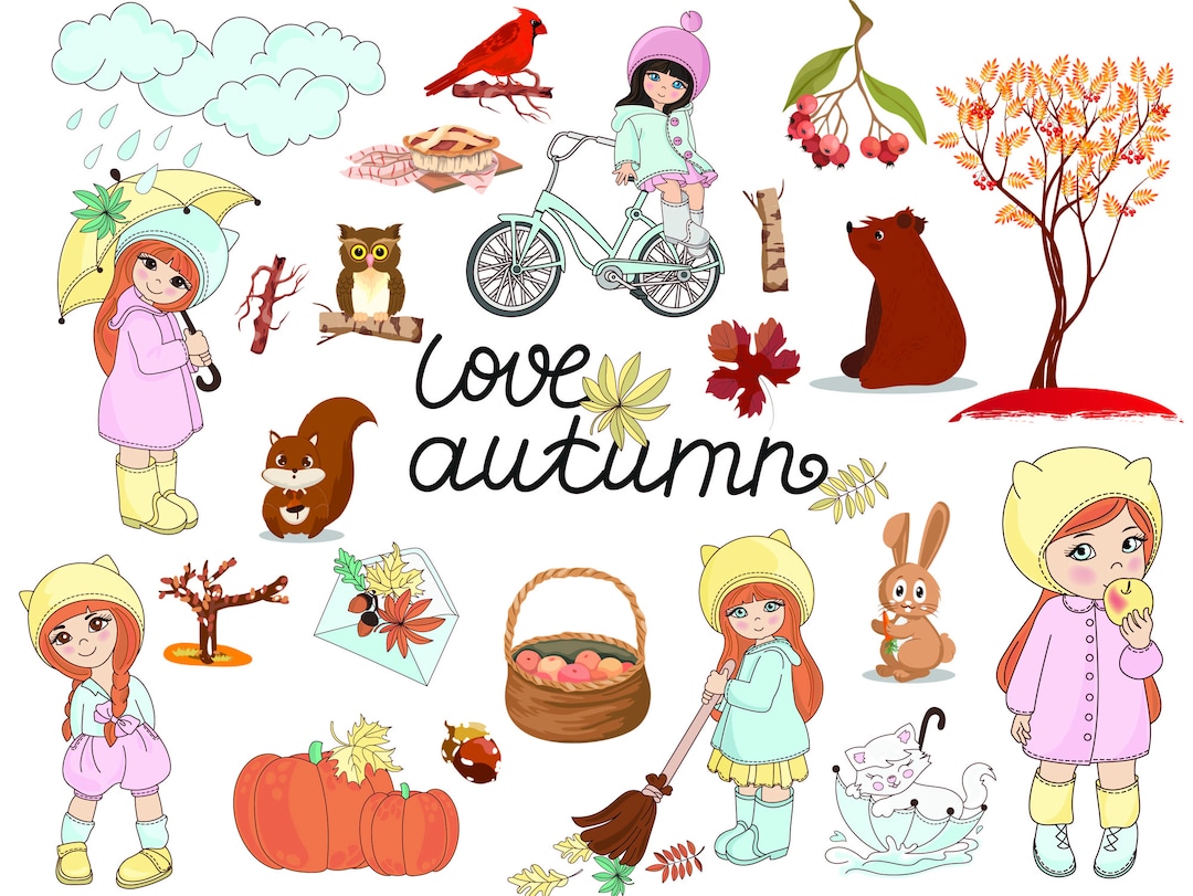 Seasonal Fall, Winter Clipart Bundle Autumn Leaves SVG, Digital ...