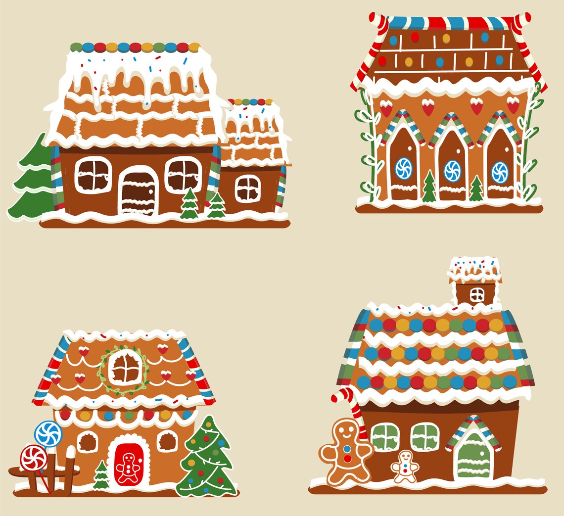Christmas House Clipart Christmas Winter Gingerbread House - Etsy