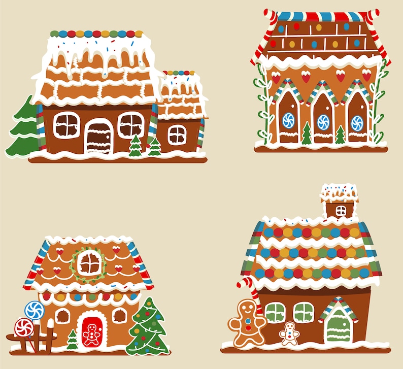 Gingerbread House Clipart: Christmas Winter SVG, AI, EPS (digital ...