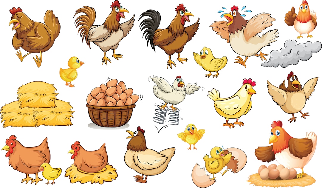 Chickens Clip Art Collection Digital Download for Sublimation, Poultry ...