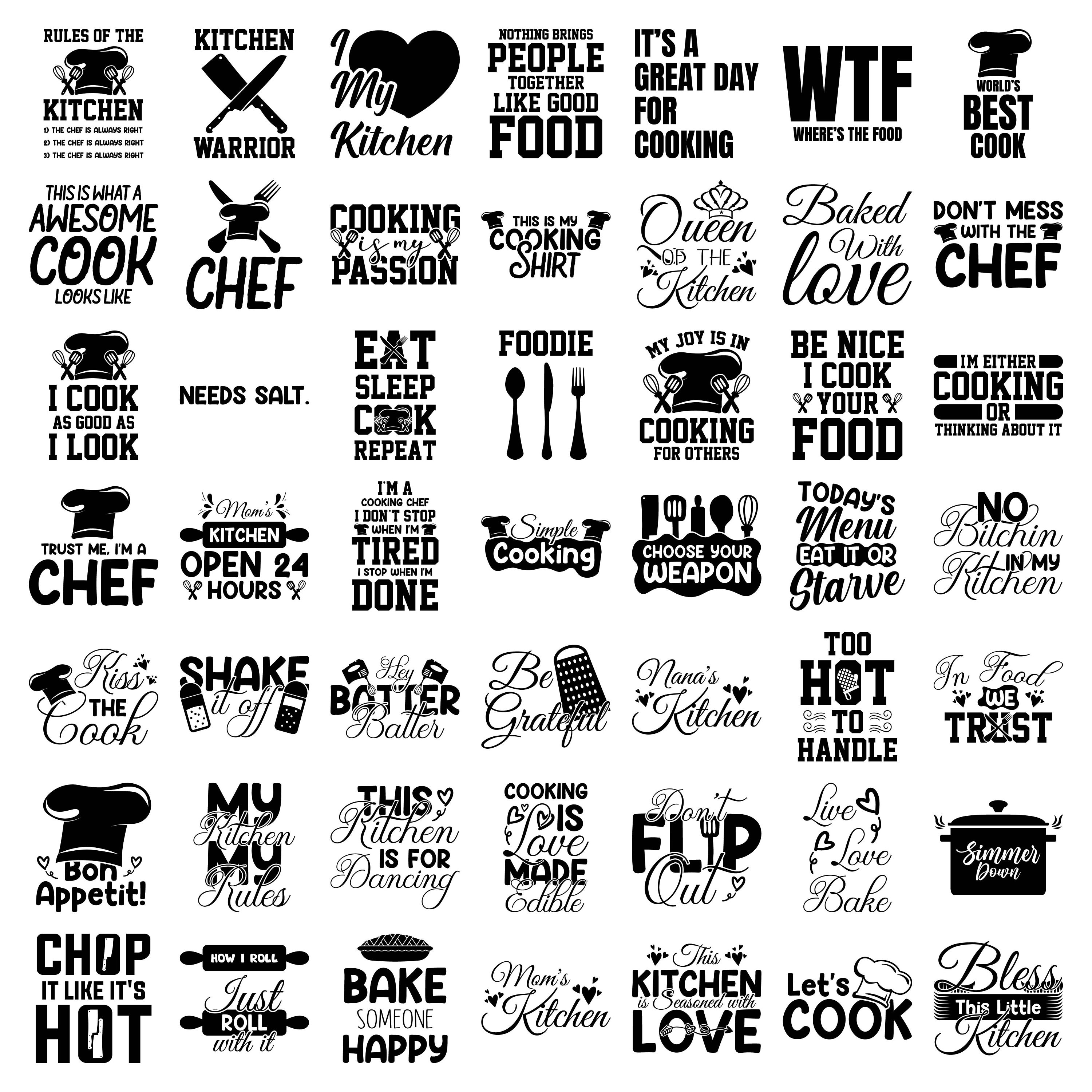 Kitchen SVG Bundle Kitchen Quote Svg Hand Lettered Cooking - Etsy