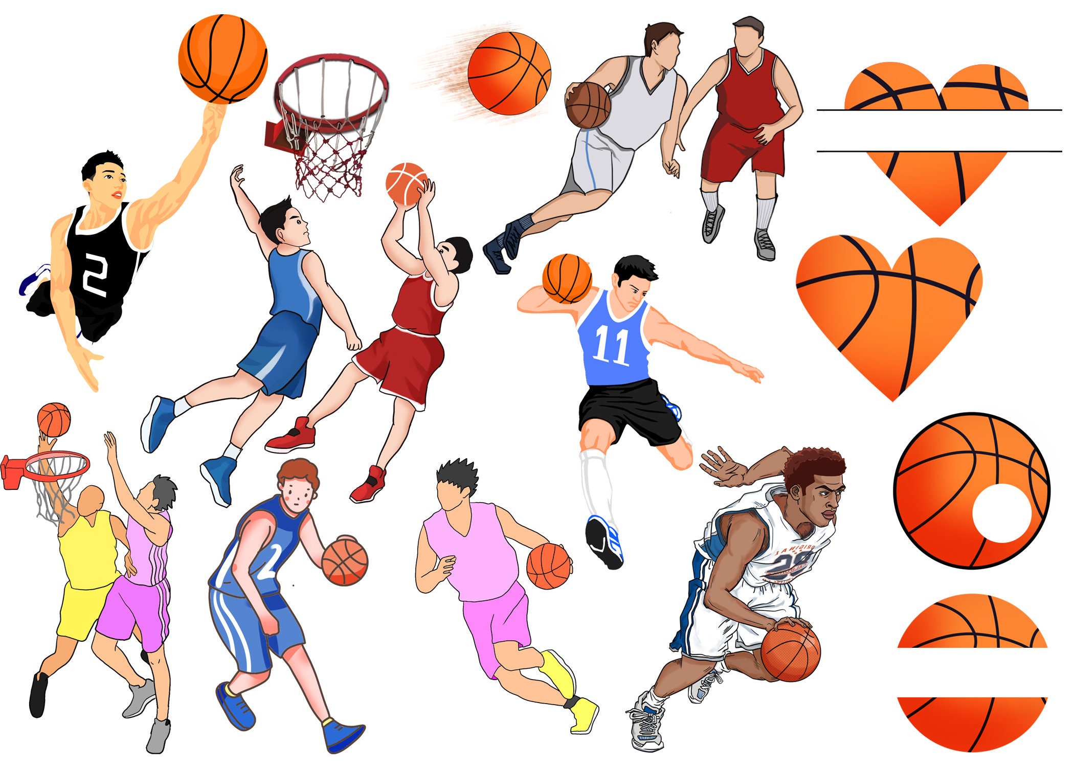 Basketball Players Clipart Set Basketball Sports SVG for - Etsy