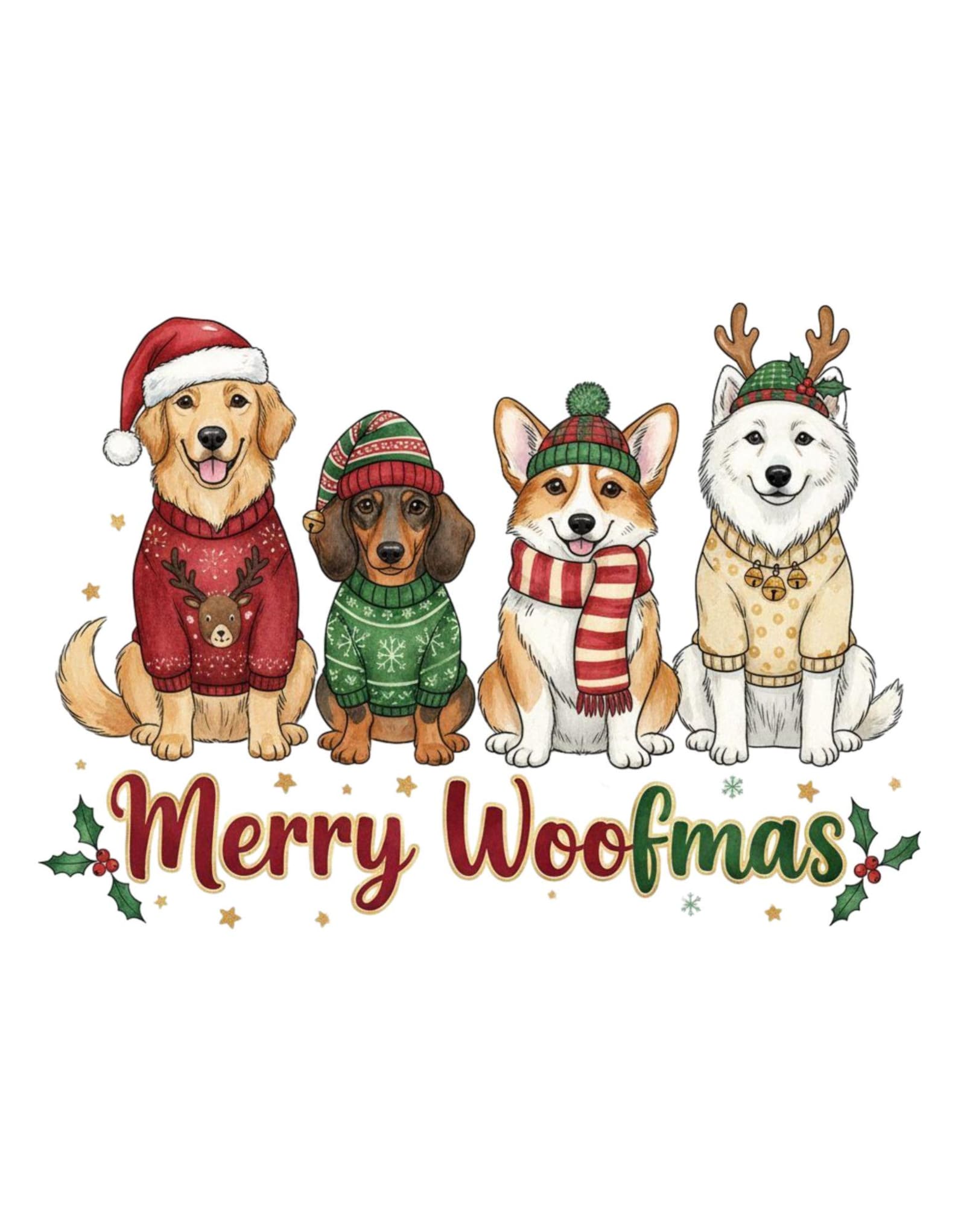 Merry Woofmas Dog PNG: Retro Christmas Sublimation Design - Etsy