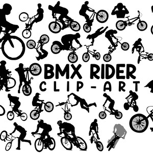 BMX Rider SVG Bundle: Bicycle Racer Silhouette Clipart (digital ...