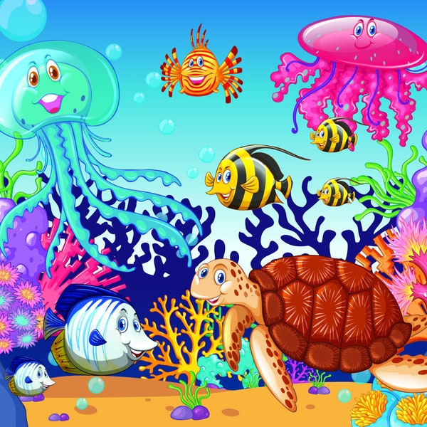 Underwater Sea Turtle Clipart - Etsy