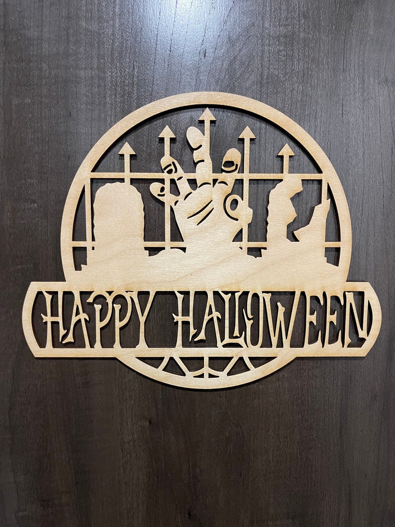Happy Halloween Laser Cut Door Sign Halloween Laser Sign - Etsy