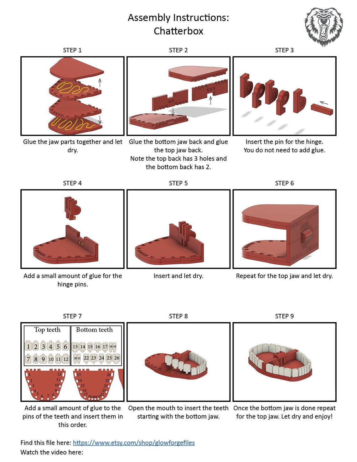 Laser Cut Box File the Chatterbox: 3mm,1/8, 3.6mm, 4mm, 4.5mm, 5mm ...