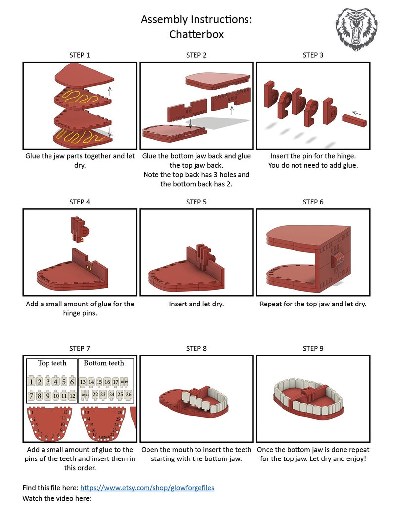 Laser Cut Box File the Chatterbox: 3mm,1/8, 3.6mm, 4mm, 4.5mm, 5mm ...