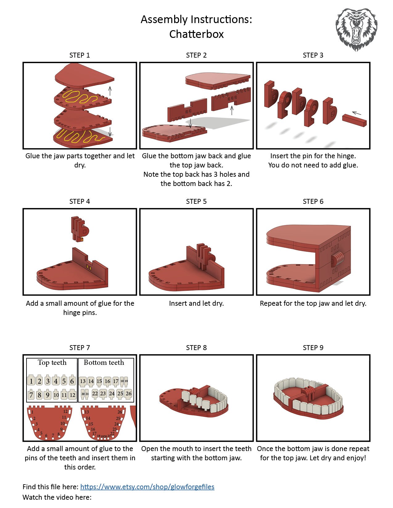 Laser Cut Box File the Chatterbox: 3mm,1/8, 3.6mm, 4mm, 4.5mm, 5mm ...