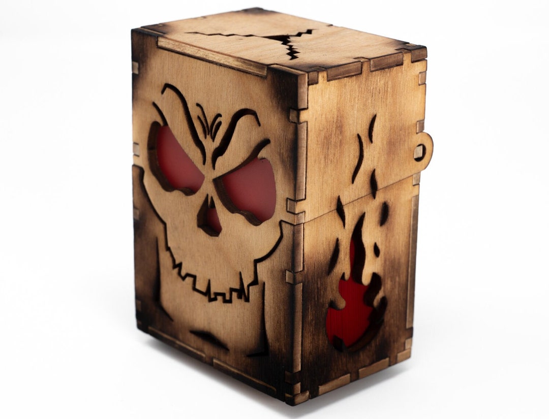 Deck Box, Skull Flame Card Box - Laser Cut Box Template, Card Box Svg ...