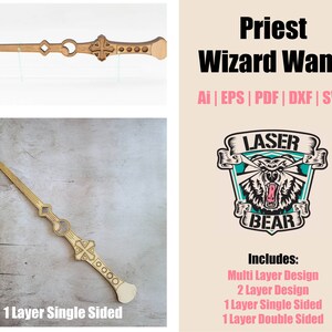 Priest Wand – Laser Cutting | Glowforge Files | Wand SVG | Laser Cut ...