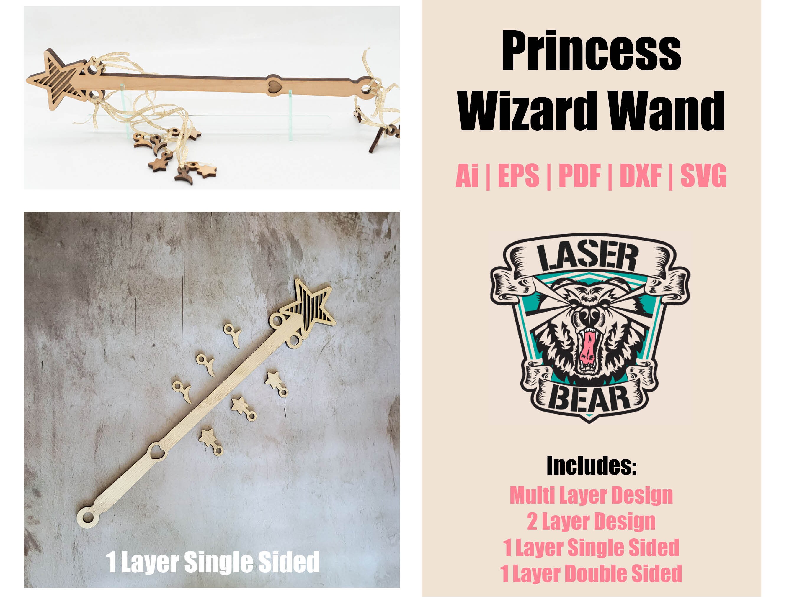 Fairy Wand SVG | Princess Wand – Laser Cutting | Glowforge Files | Wand ...