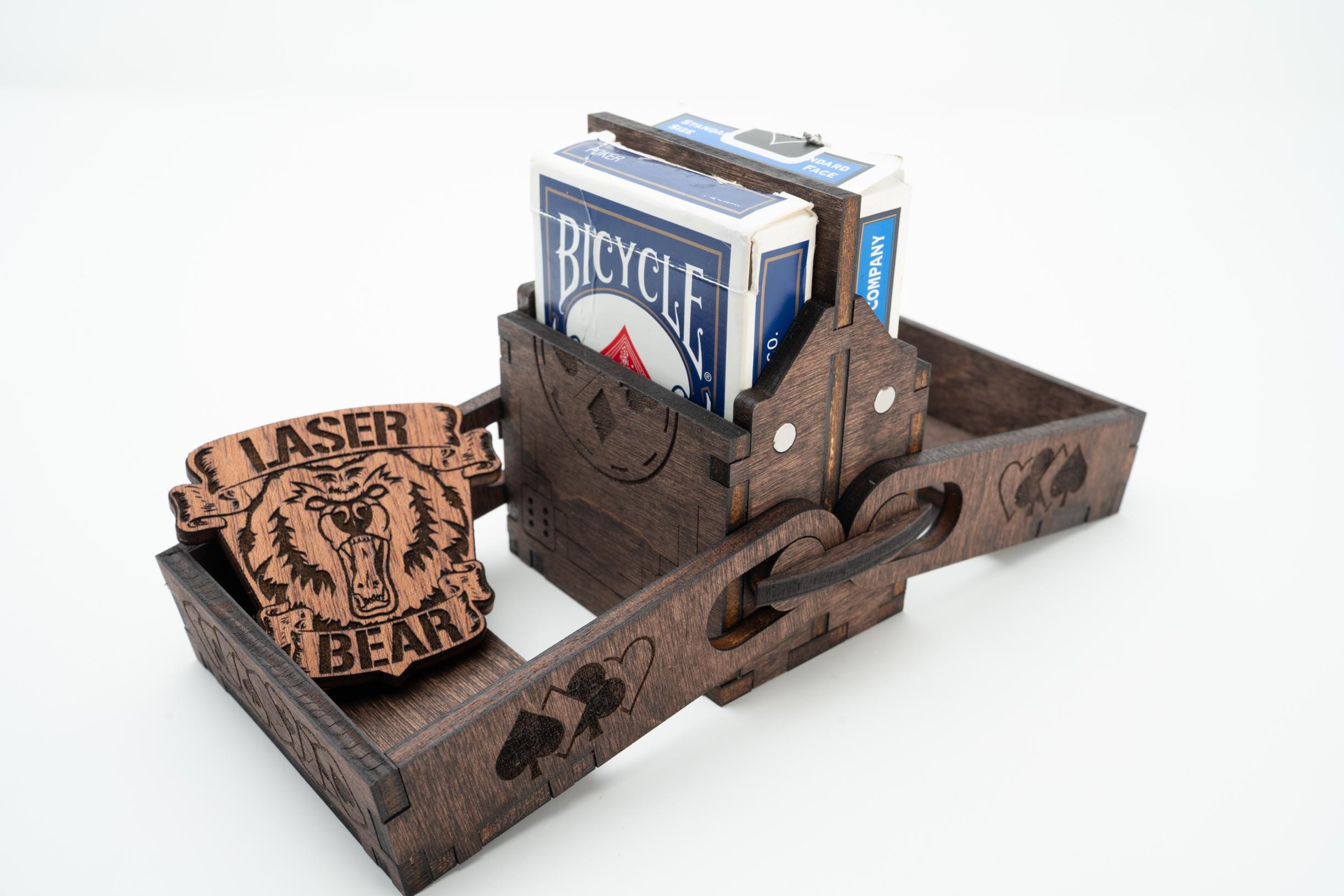 2 Deck Card Box, TCG Box, Laser Cut Box, Poker Deck File ,wood Card Box ...