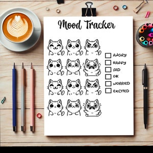 Cats Mood Tracker- Printable-journal Page - Planner Page Coloring Page ...