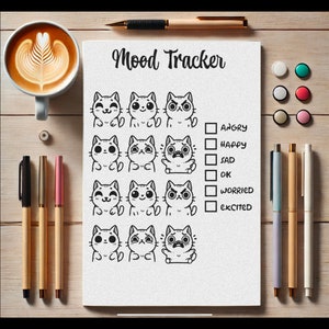 Cats Mood Tracker- Printable-journal Page - Planner Page Coloring Page ...