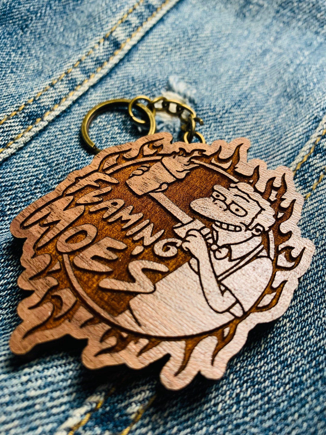 Flaming Moe Keychain - Etsy