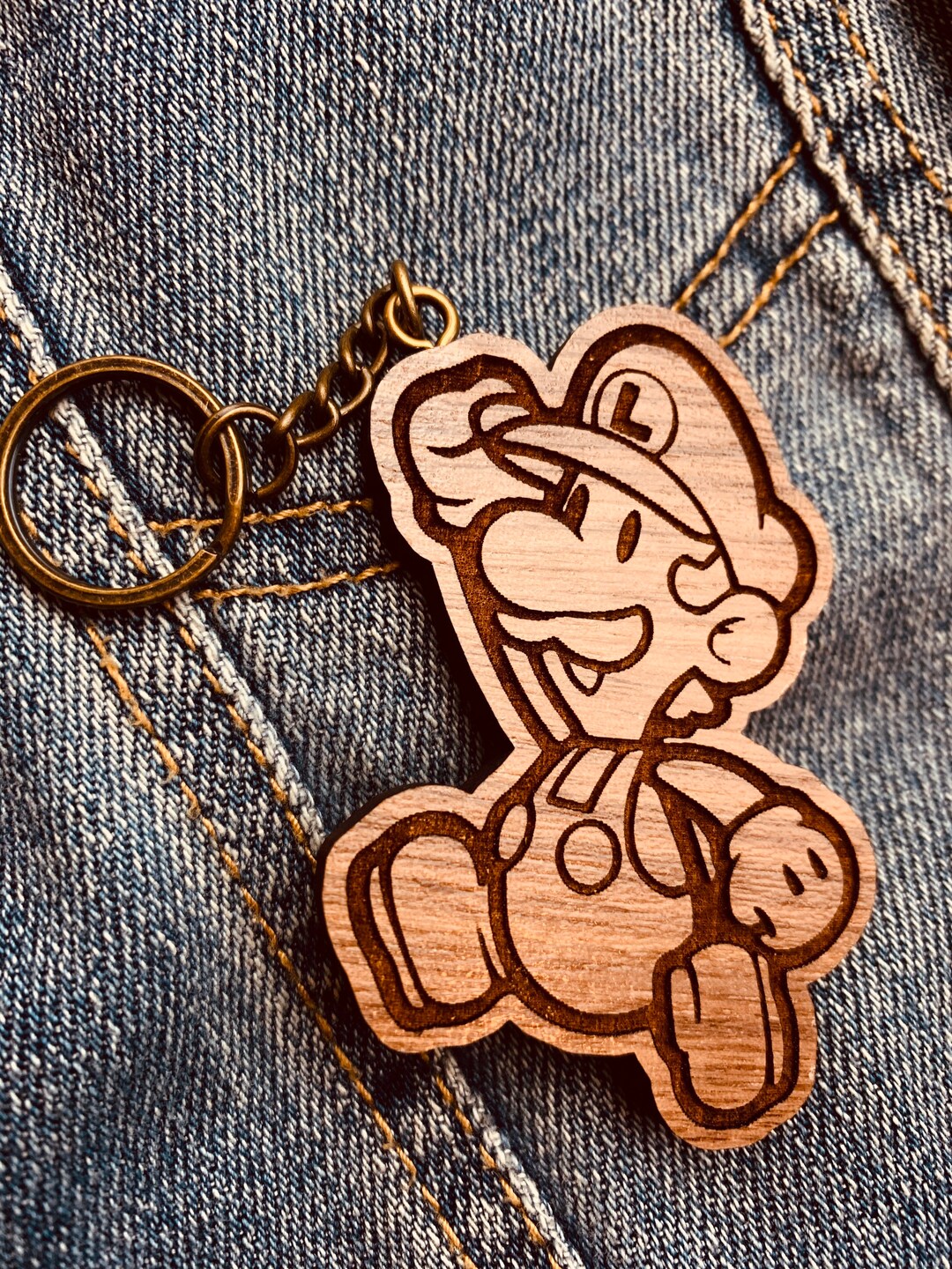 Tiny “luigi” Walnut Keychain - Etsy