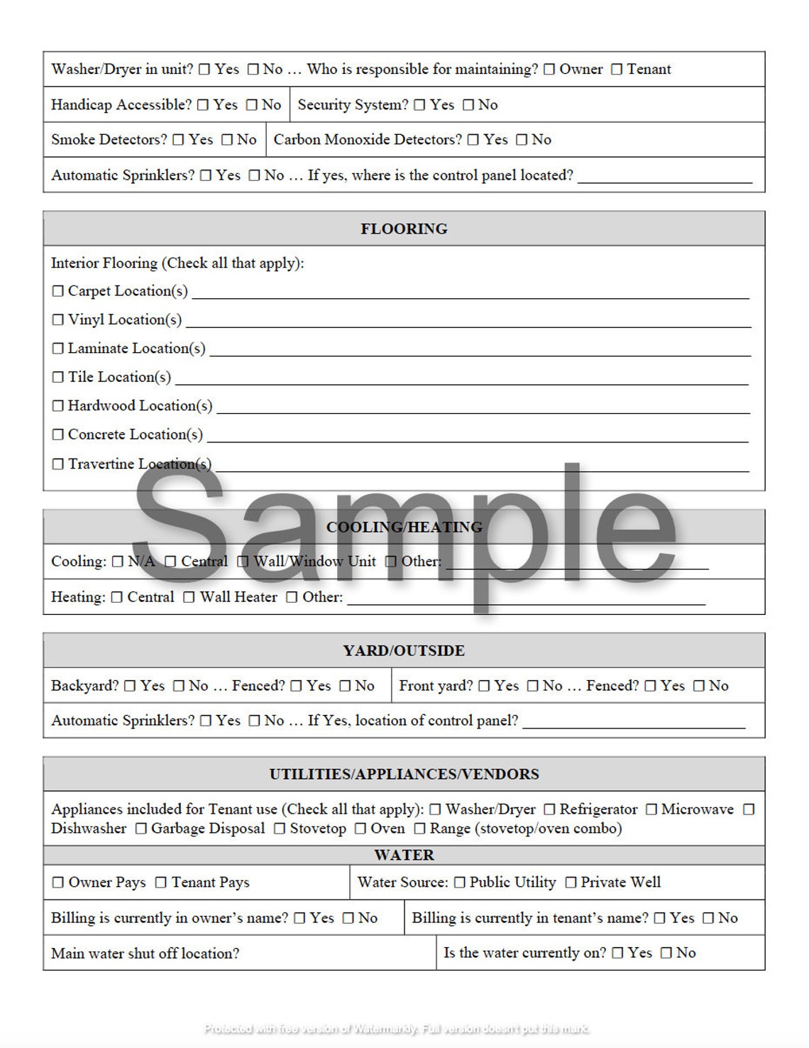 Owner Property & Tenant Information Worksheet: Property - Etsy Hong Kong