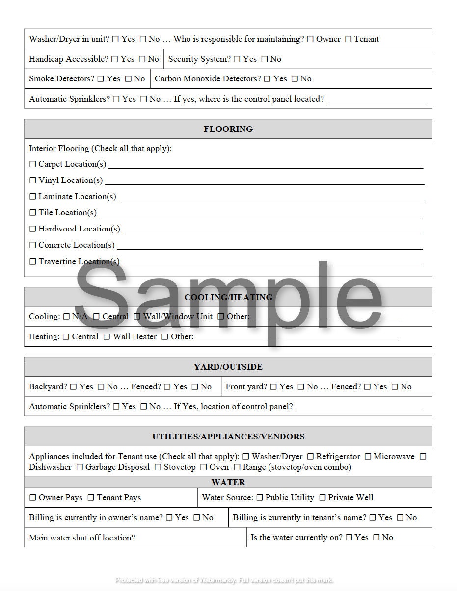 Owner, Property, & Tenant, Information Worksheet: Property Management ...