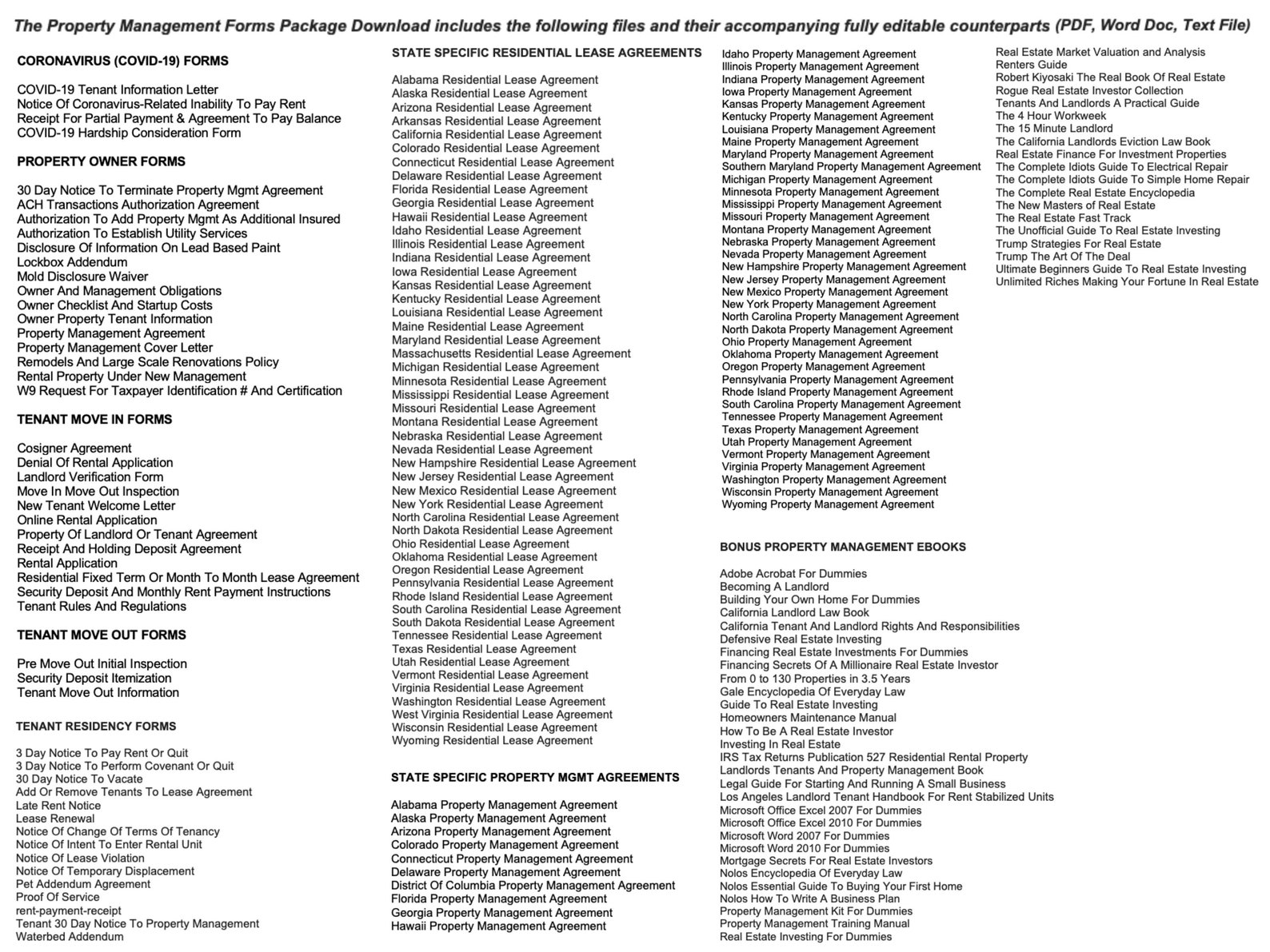 Property Management Forms Package: Bulletproof Owner, Manager, and ...