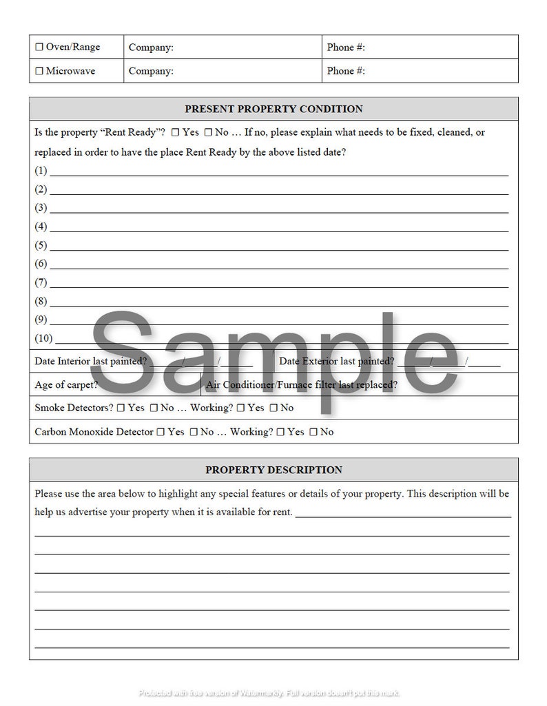 Owner, Property, & Tenant, Information Worksheet: Property Management ...