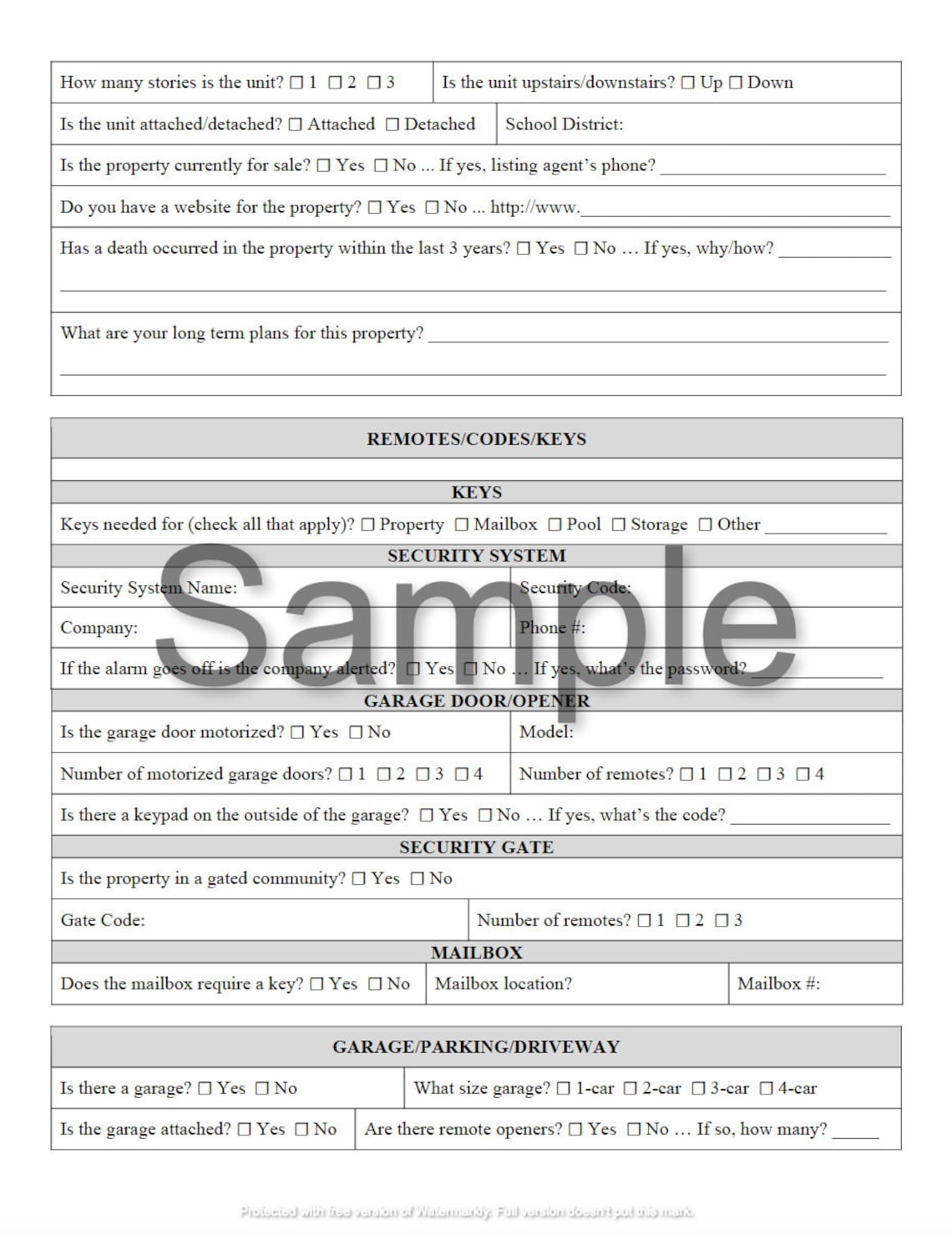 Owner, Property, & Tenant, Information Worksheet: Property Management ...