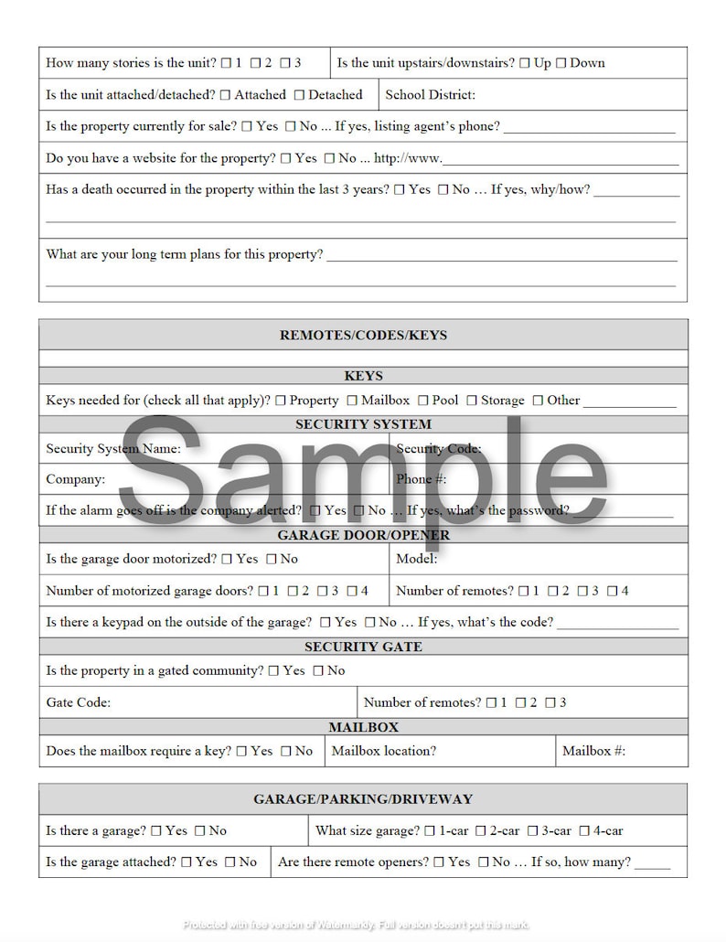Owner, Property, & Tenant, Information Worksheet: Property Management ...