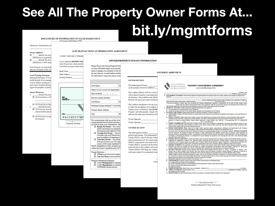 Property Management Forms Package: Bulletproof Owner, Manager, and ...