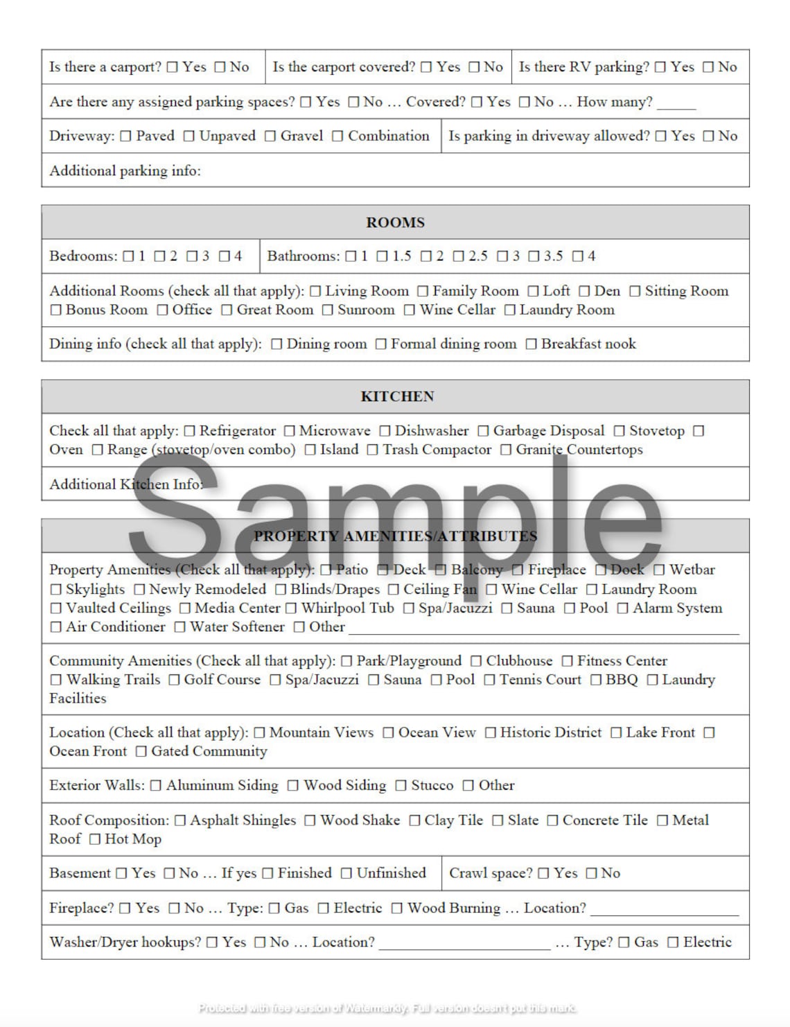Owner Property & Tenant Information Worksheet: Property | Etsy