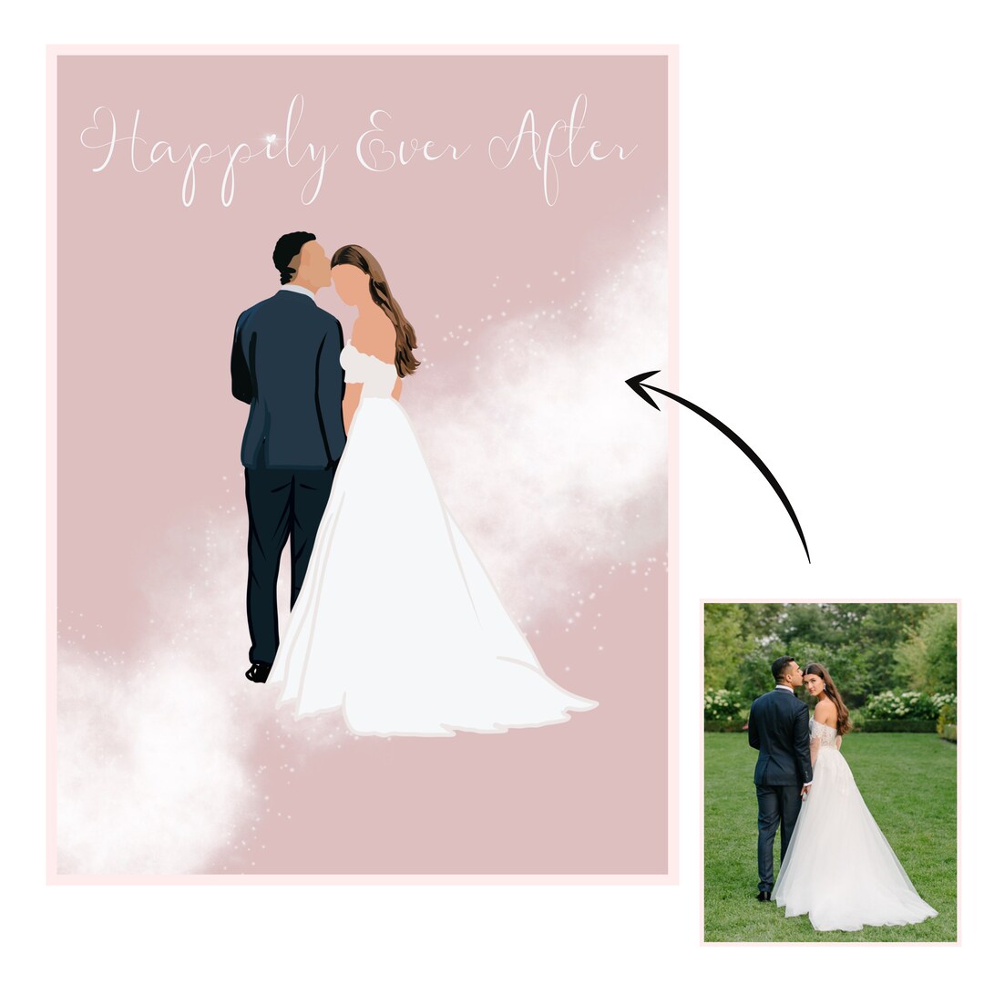 Faceless Portrait, Custom Couples Portrait, Soulmate Line Drawing ...