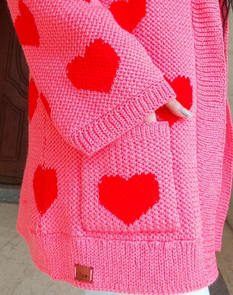 Queen of Hearts Cardigan Crochet Pattern Covered in Hearts | Etsy