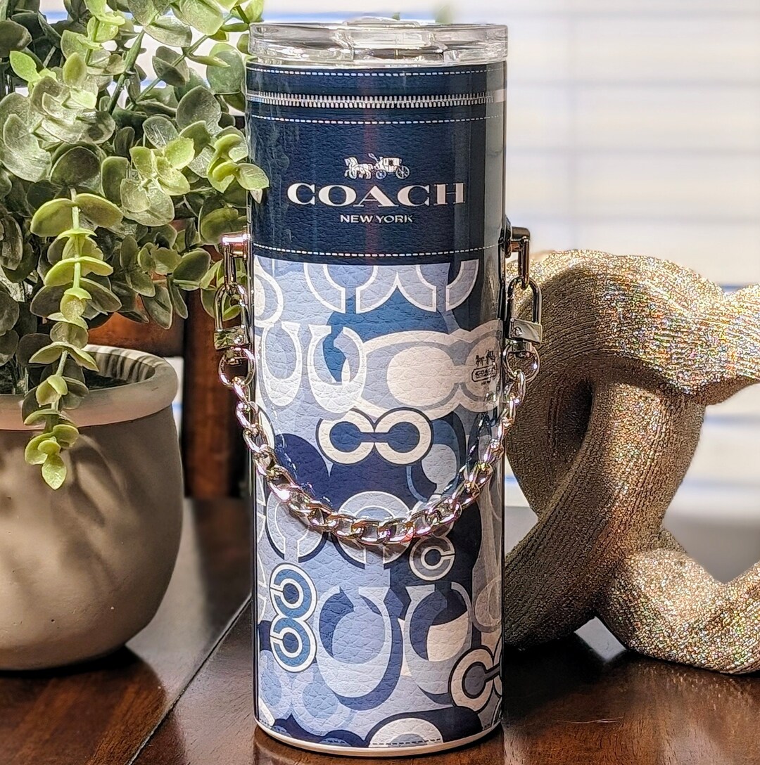 Blue Sublimation Tumbler With Chain, Designer Purse Inspired ...