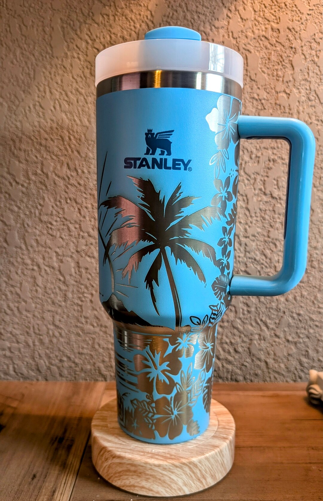 Tropical Beach Sunset Themed Laser Engraved 40oz Stanley Tumbler, 360 ...