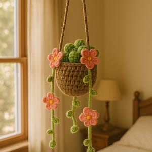 Crochet Car Hanging Plant Pattern – Cute Rearview Mirror Decor ...