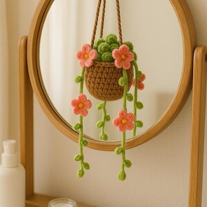 Crochet Car Hanging Plant Pattern – Cute Rearview Mirror Decor ...