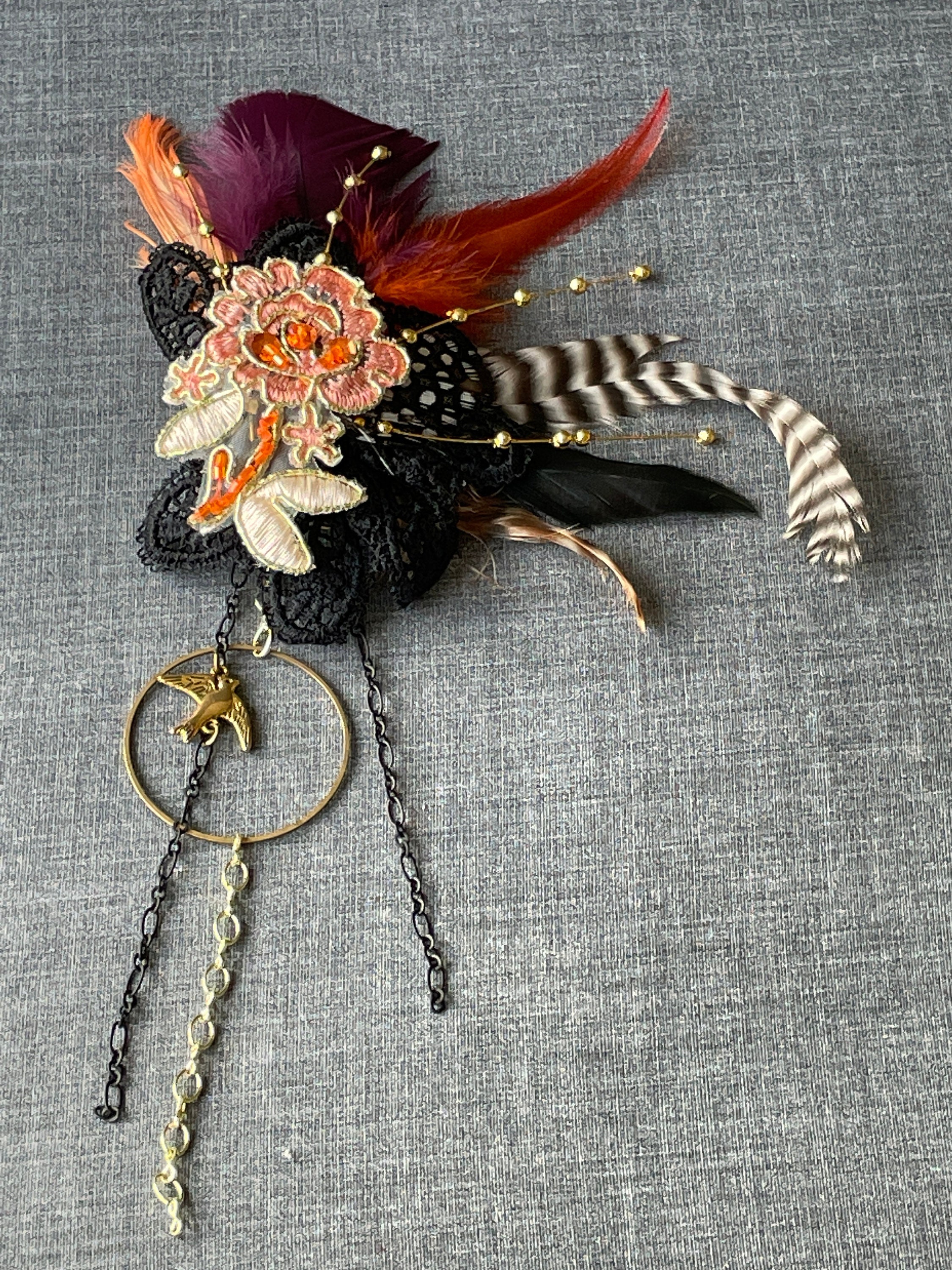 Dark Garden Showgirl Witch Fascinator in Black Purple - Etsy