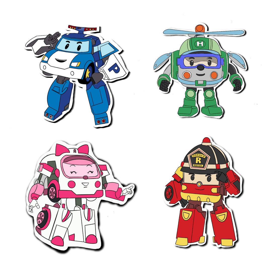 Robocar Poli Sticker Set - Etsy