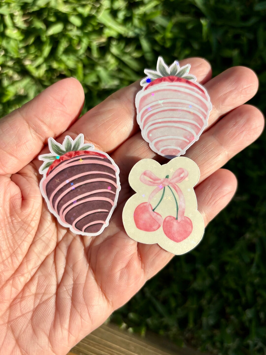 Cherry Heart Sticker,coquette Sticker Strawberry Chocolate Sticker ...